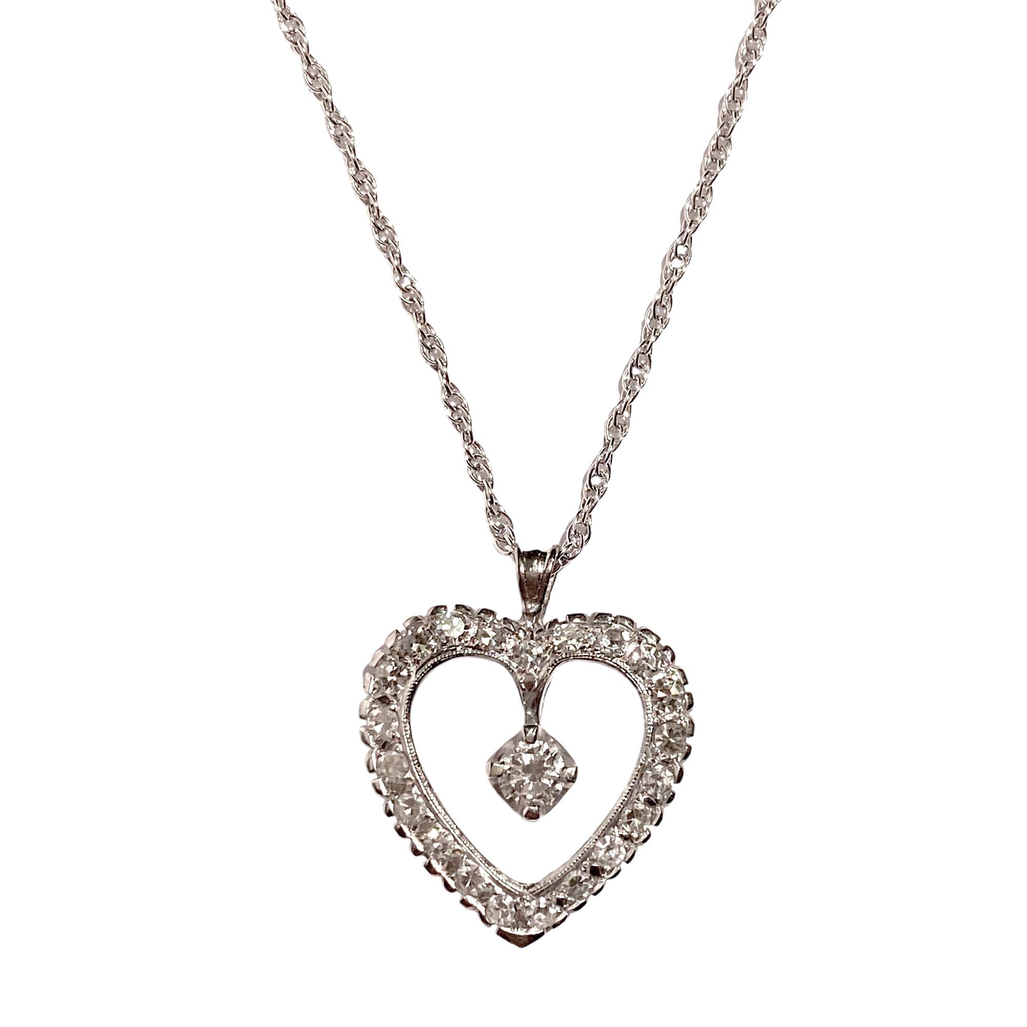 Vintage diamond heart pendant store
